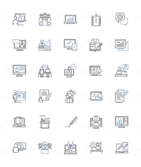 Operating Line Icons Collection. Functioning, Executive, Working ...