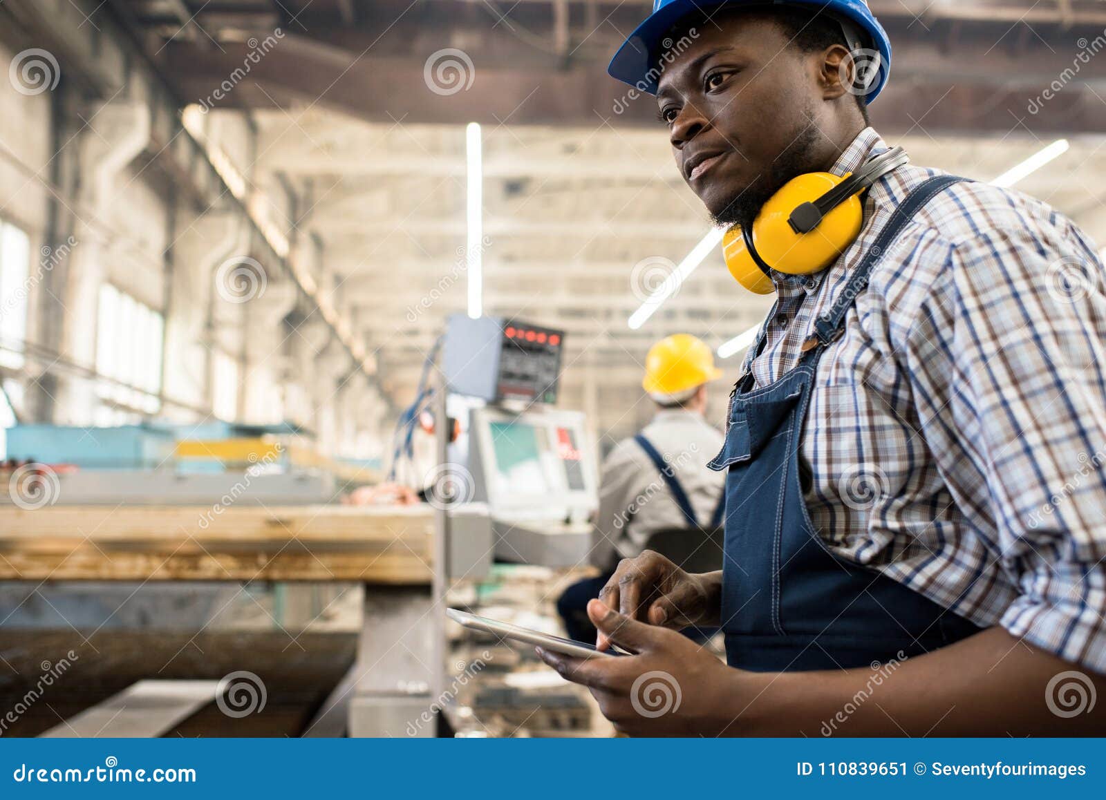 Operating Machine with Digital Tablet Stock Image - Image of production ...