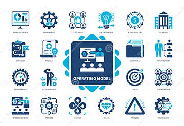 Operating Model Solid Icon Set Stock Illustration - Illustration of ...