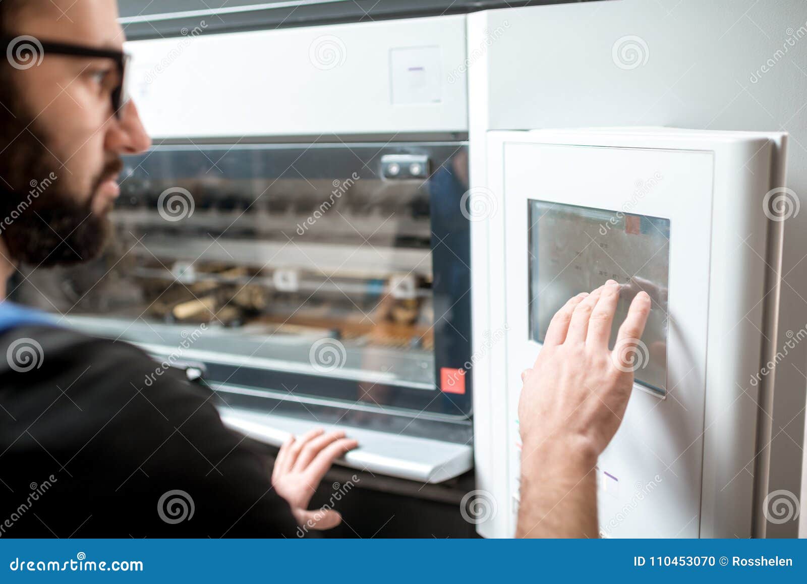 Operating offset machine stock photo. Image of hand - 110453070