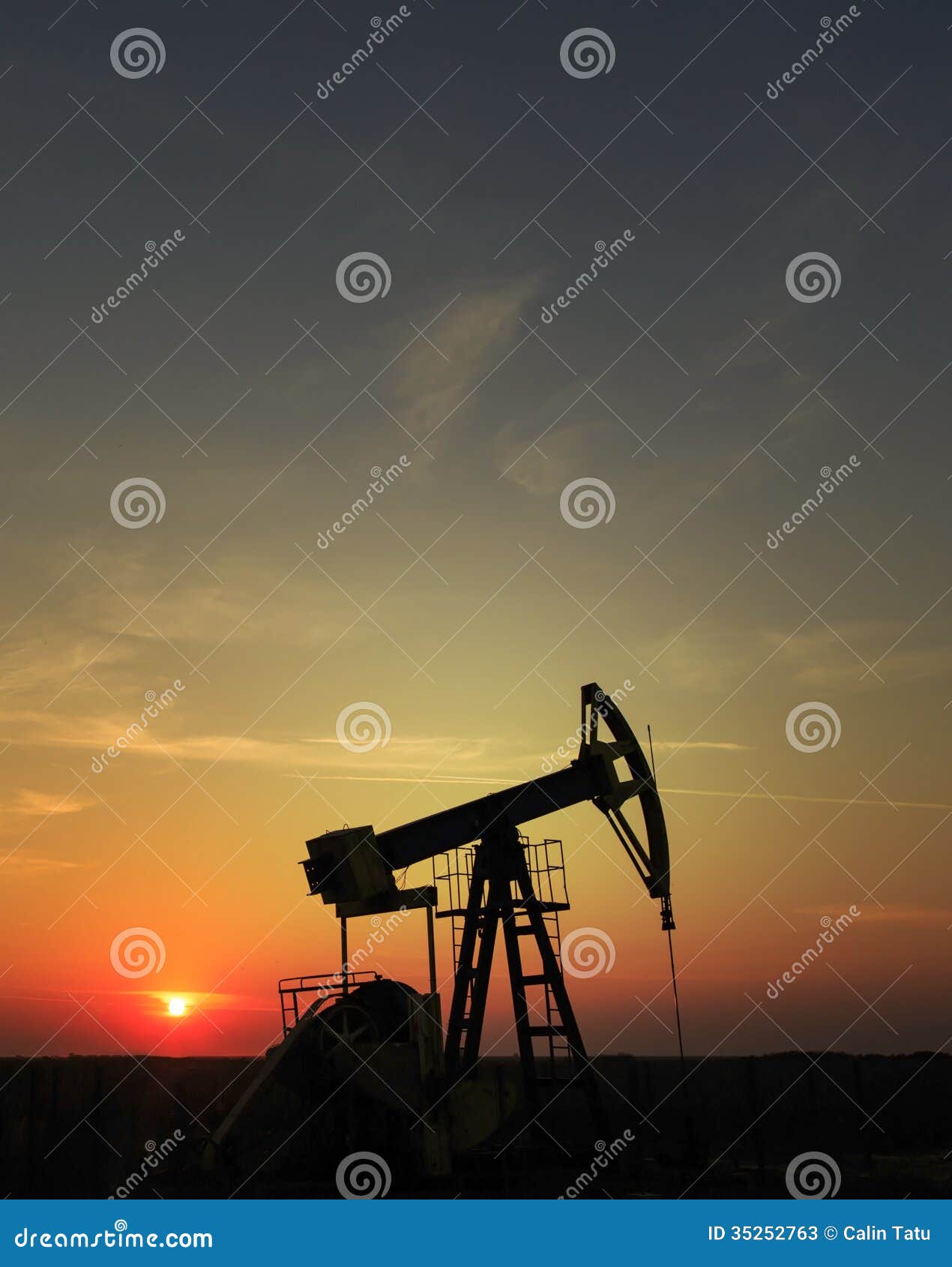 Operating Oil Well Profiled on Sunset Sky Stock Image - Image of future ...