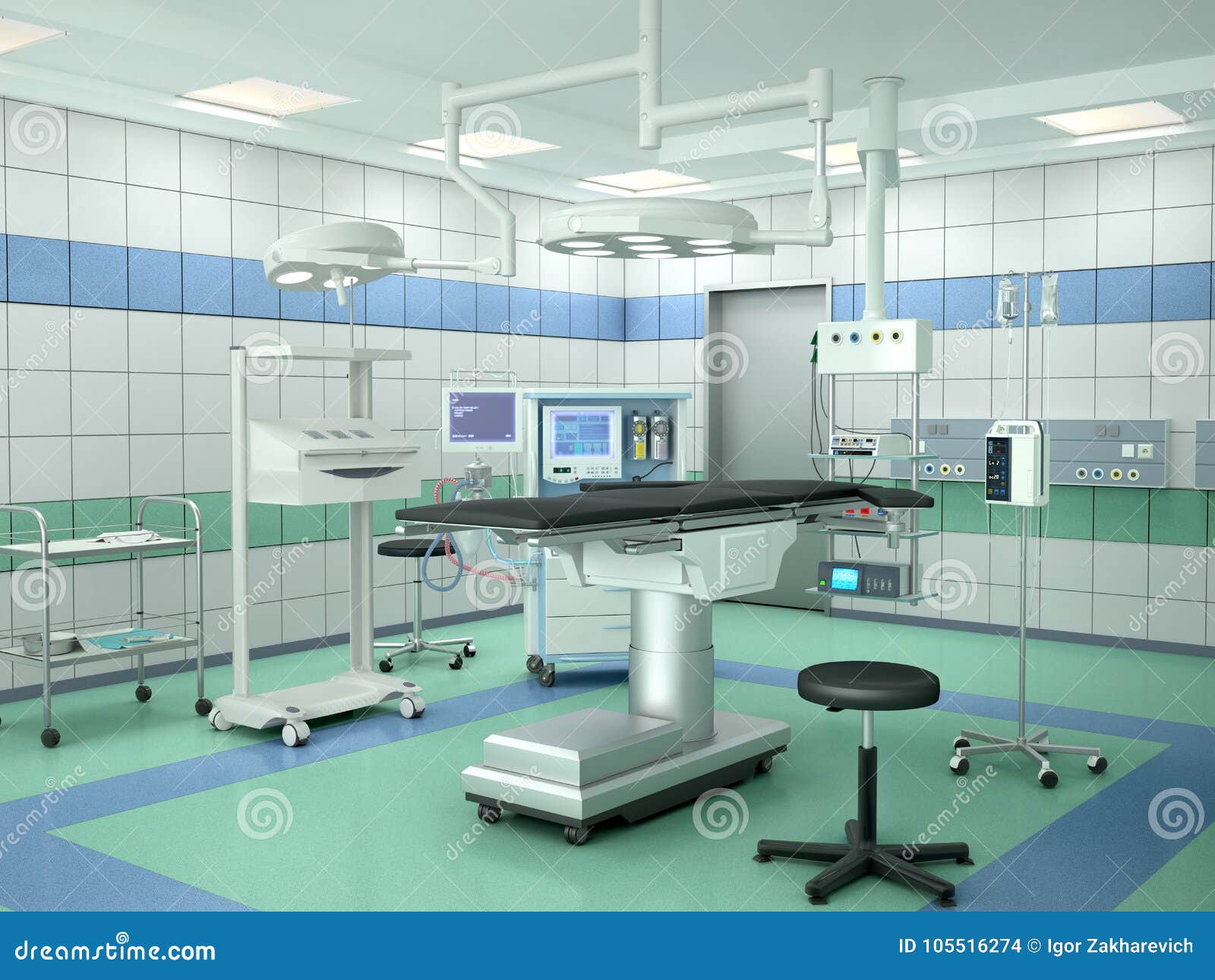 Operating Room with Equipment. Stock Illustration - Illustration of ...