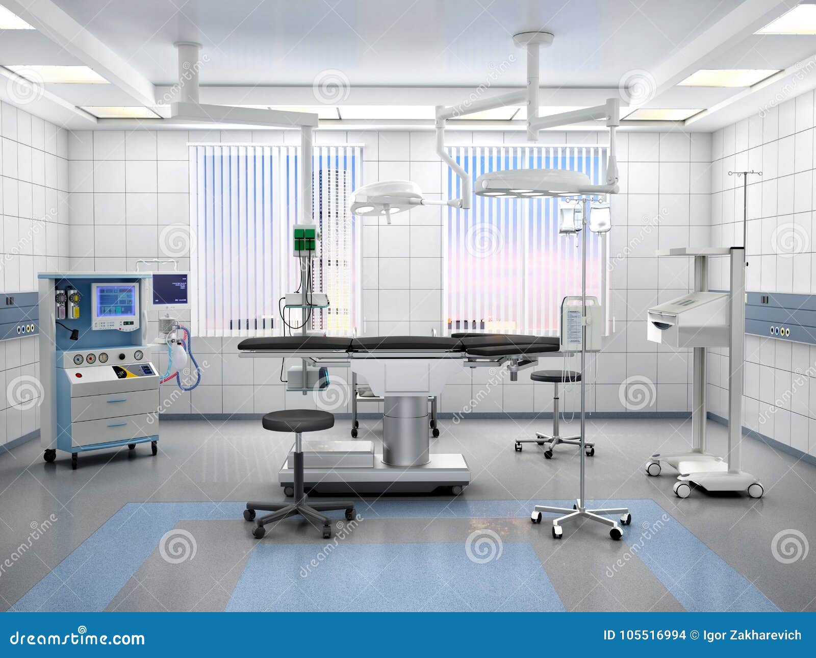 Operating Room with Equipment. 3d Illustration Stock Photo - Image of ...