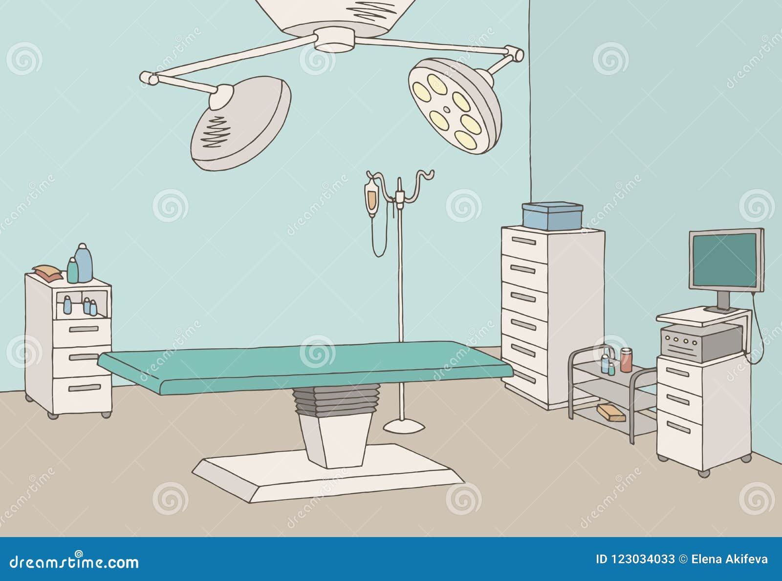 Operating Room Graphic Color Interior Sketch Illustration Vector Stock ...