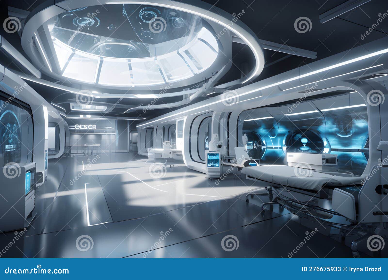 Operating Room in the Hospital of the Future. Blu Filter. Generation AI ...
