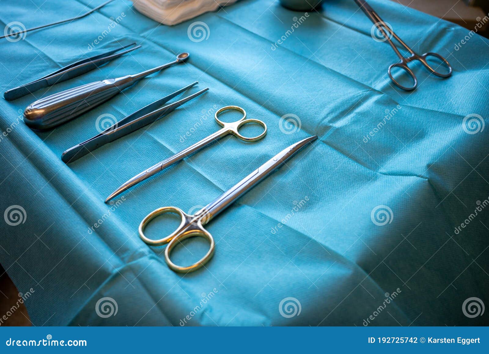 In Operating Room There is an Instrument Table with Surgical ...