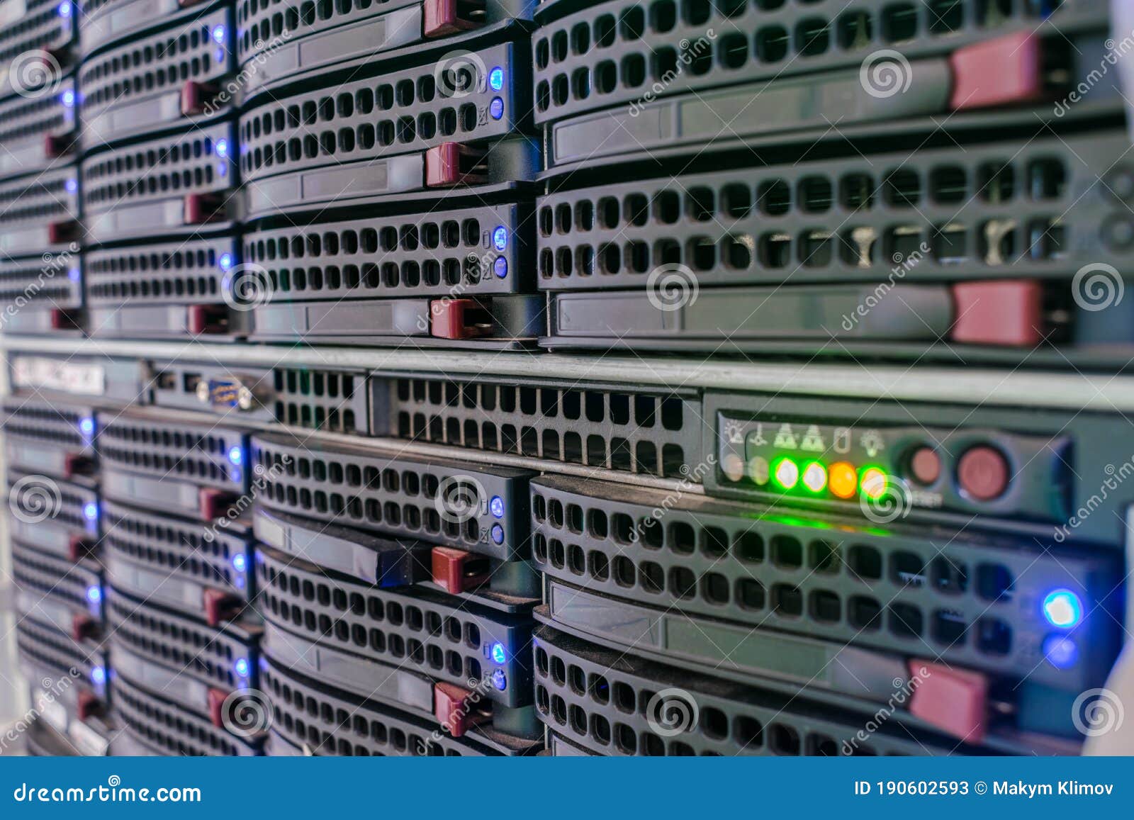 Operating Servers are Close-up. Technological Computer Background Stock ...