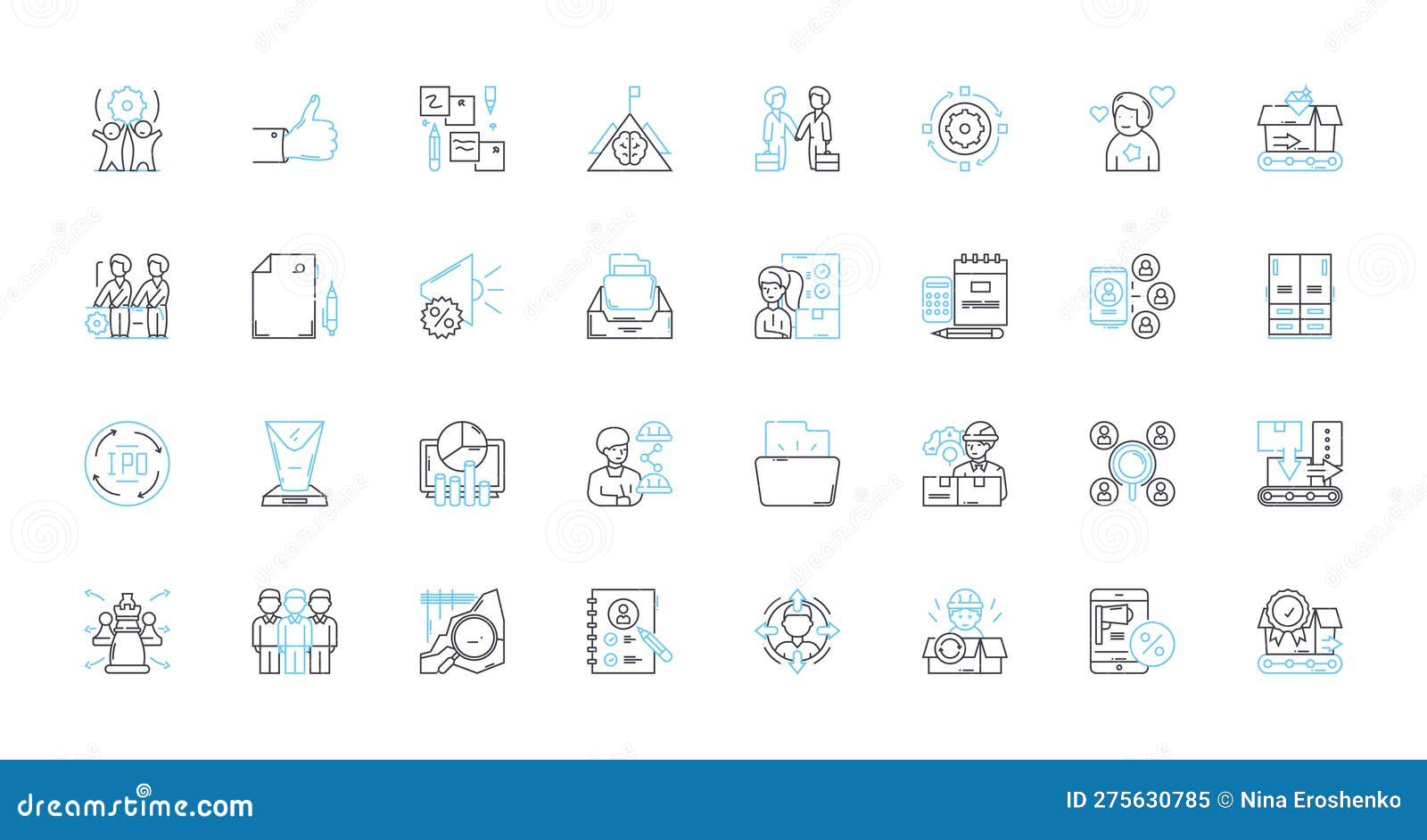 Operating Squad Linear Icons Set. Teamwork, Strategy, Coordination ...