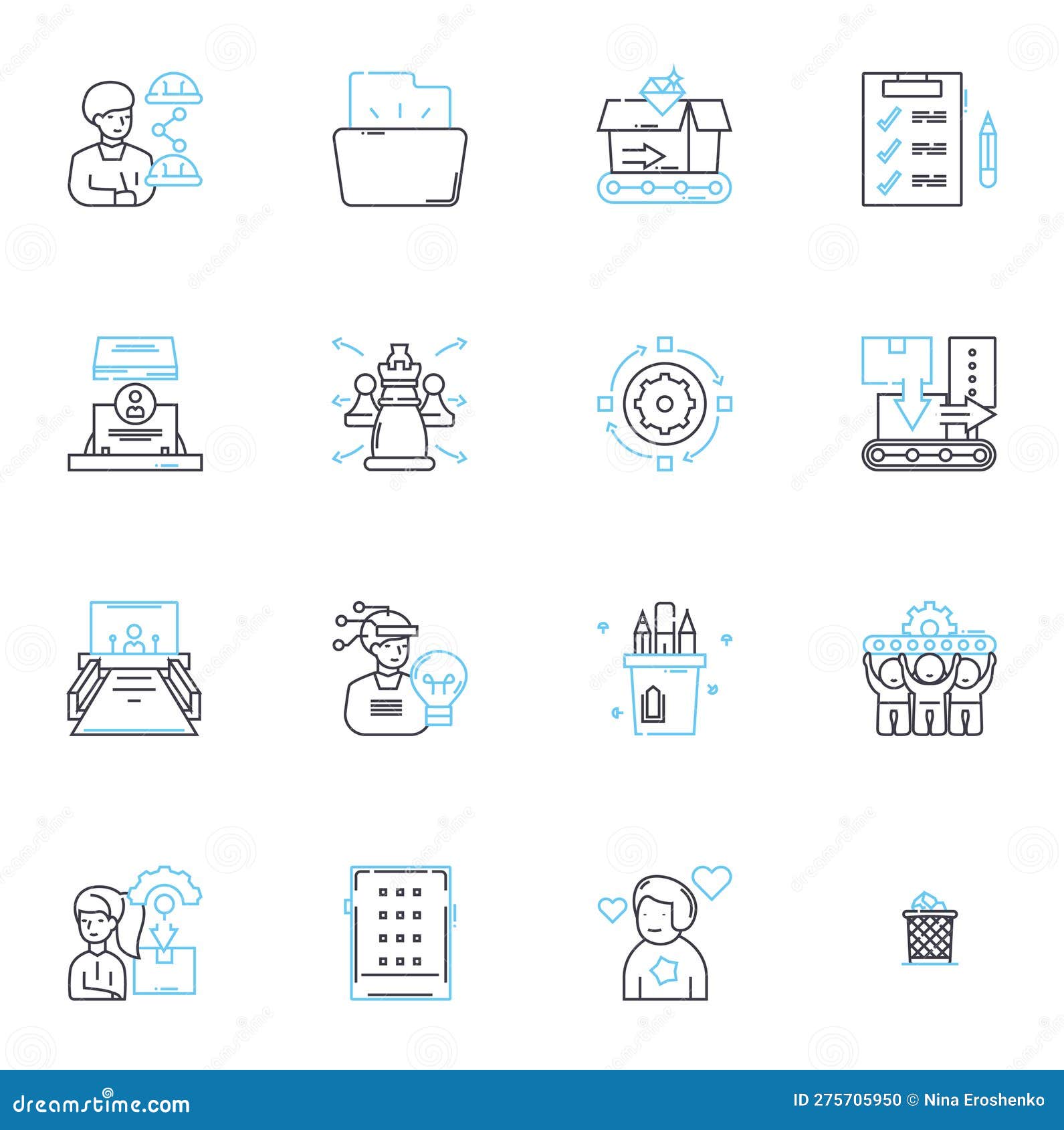 Operating Squad Linear Icons Set. Teamwork, Strategy, Coordination ...