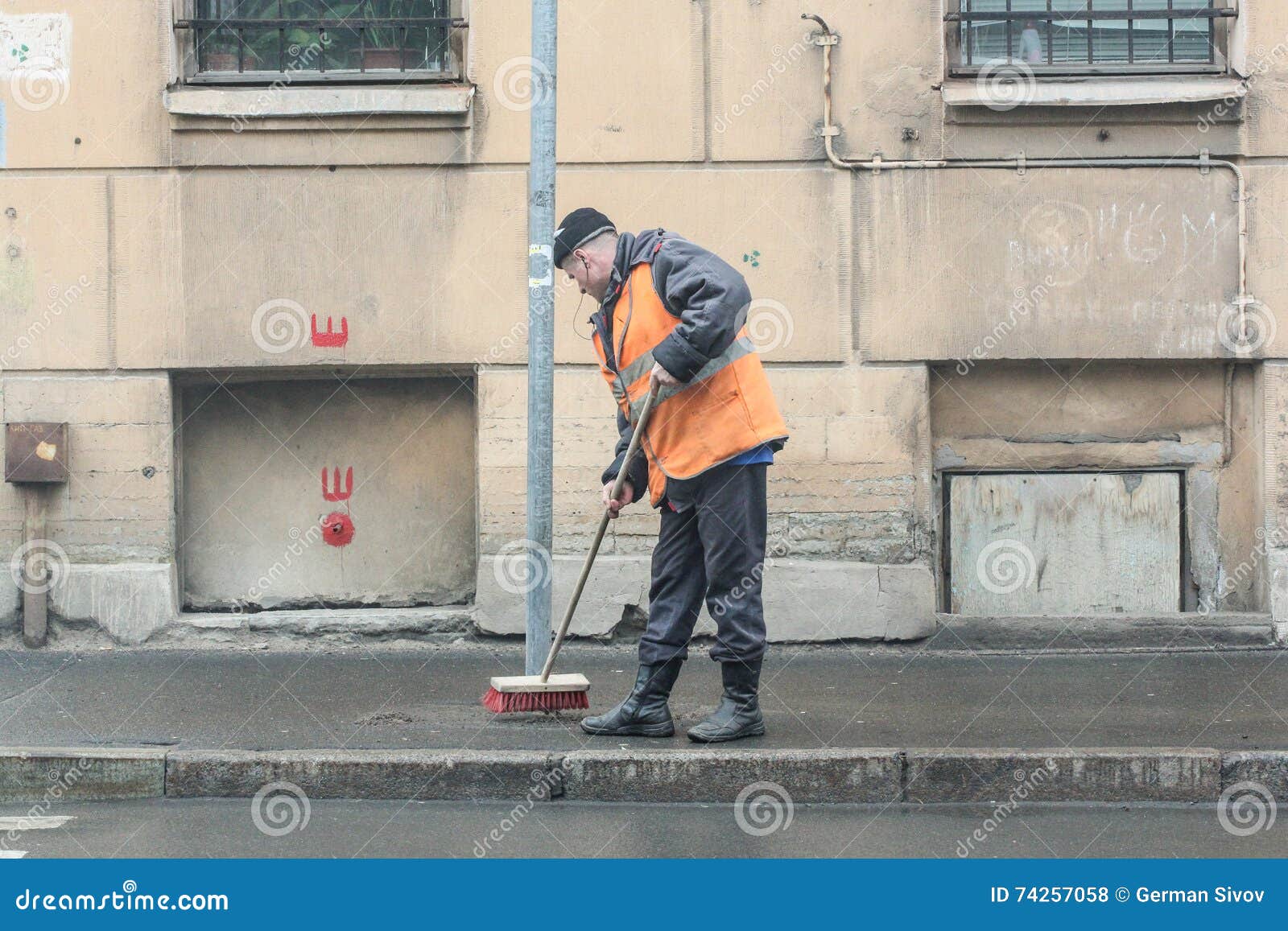 Operating Sweeping the Sidewalk. Editorial Stock Photo - Image of ...