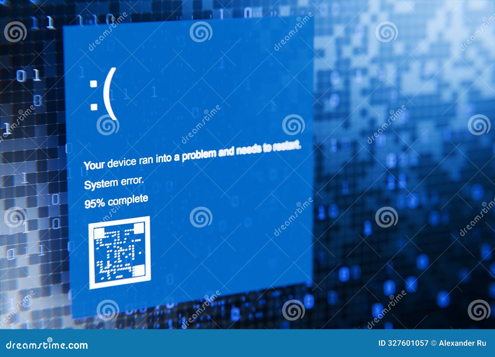 Operating System Failure Concept on Digital Background. Hacking the System. File Corruption ...