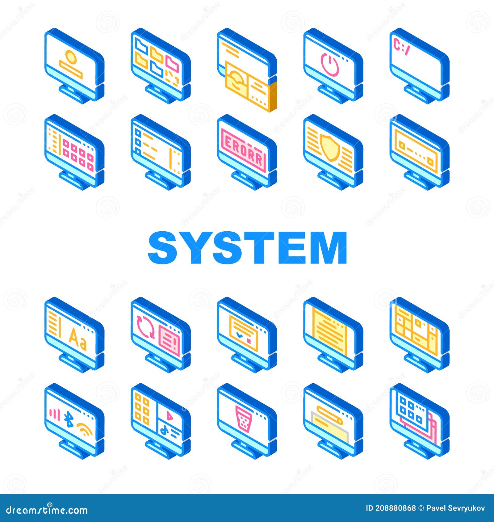 Operating System Pc Collection Icons Set Vector Stock Vector ...