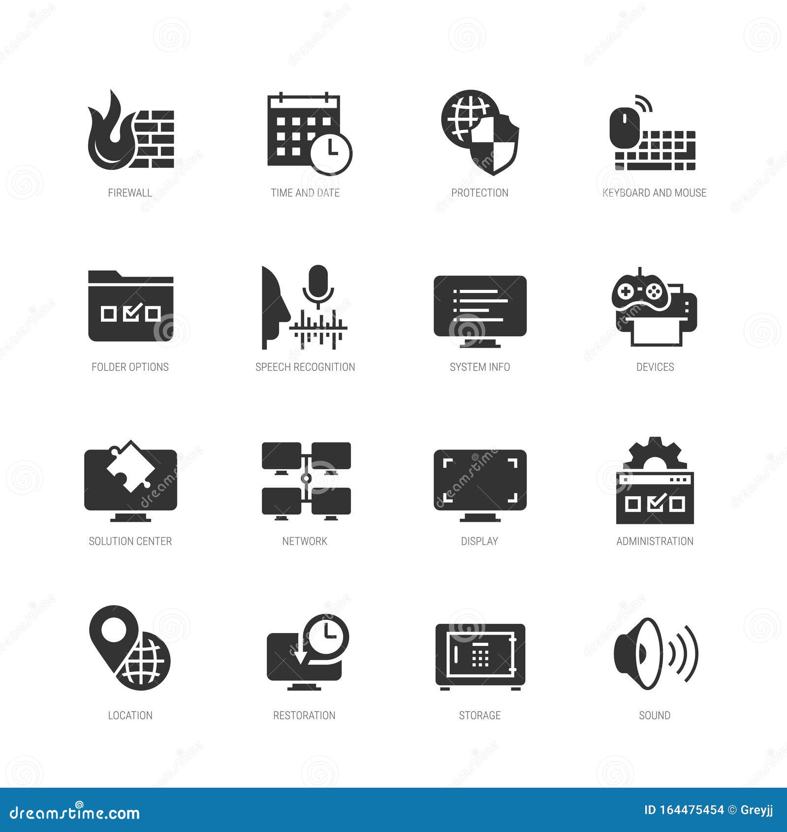 Operating System Tools Icons in Glyph Style Stock Vector - Illustration ...