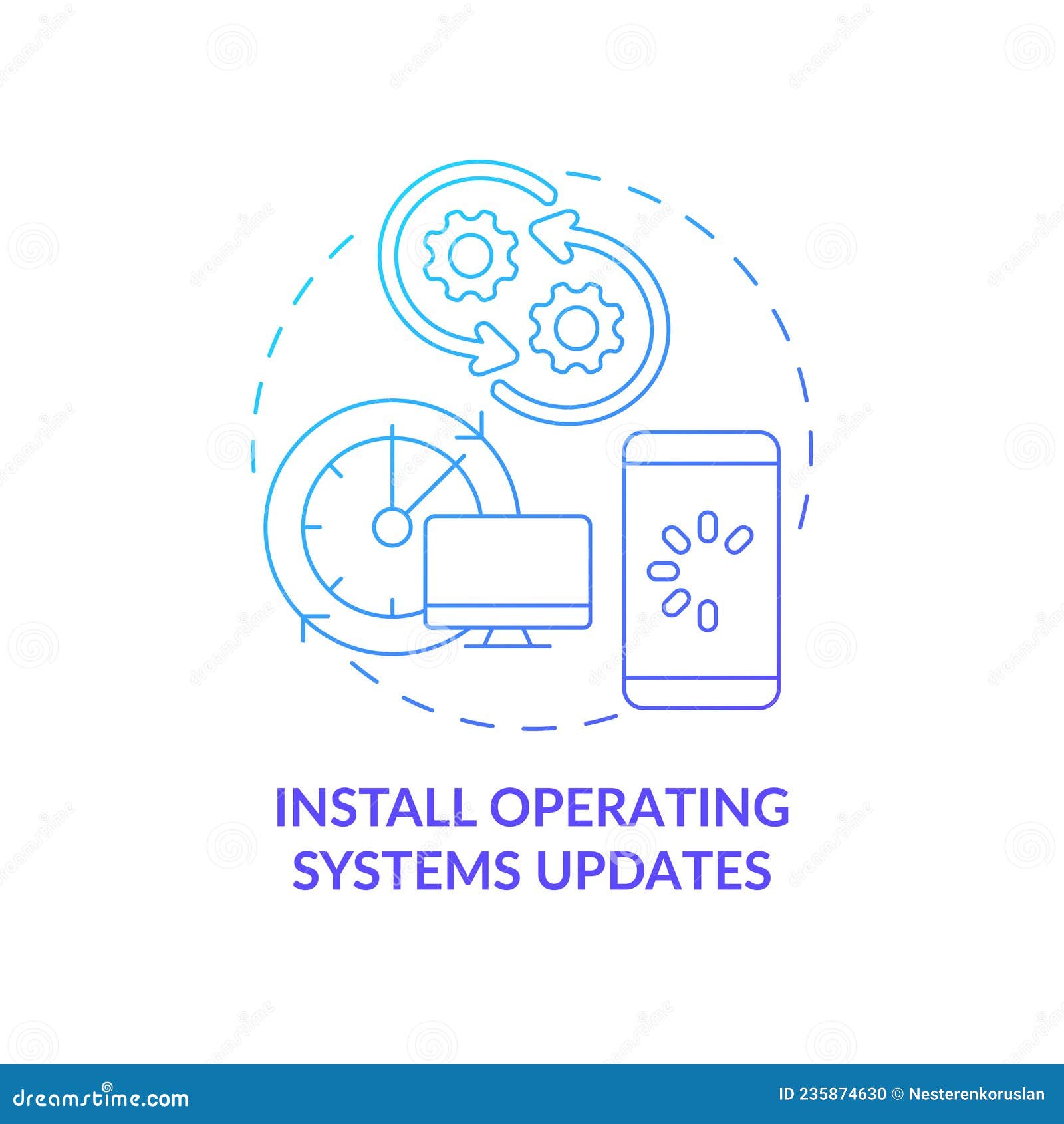 Operating System Updates Time Blue Gradient Concept Icon Stock Vector ...