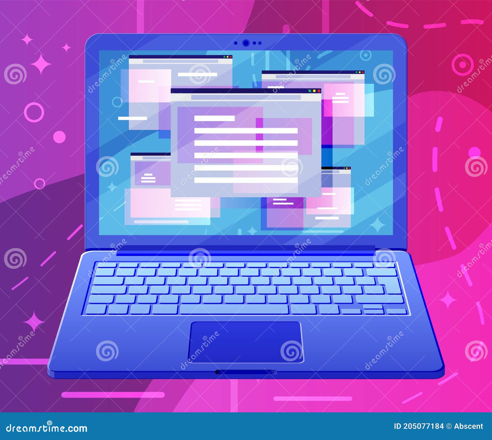 Operating System User Interface On Laptop Stock Vector Illustration Of Folder Flat 205077184