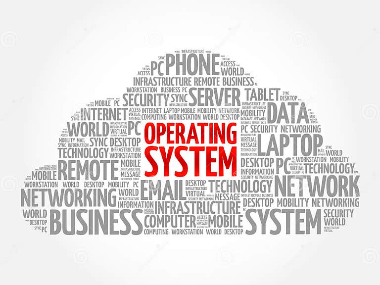 Operating System Word Cloud Stock Illustration - Illustration of line ...
