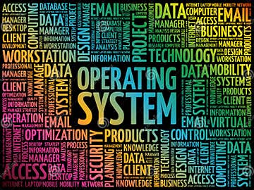 Operating System Word Cloud Stock Illustration - Illustration of ...