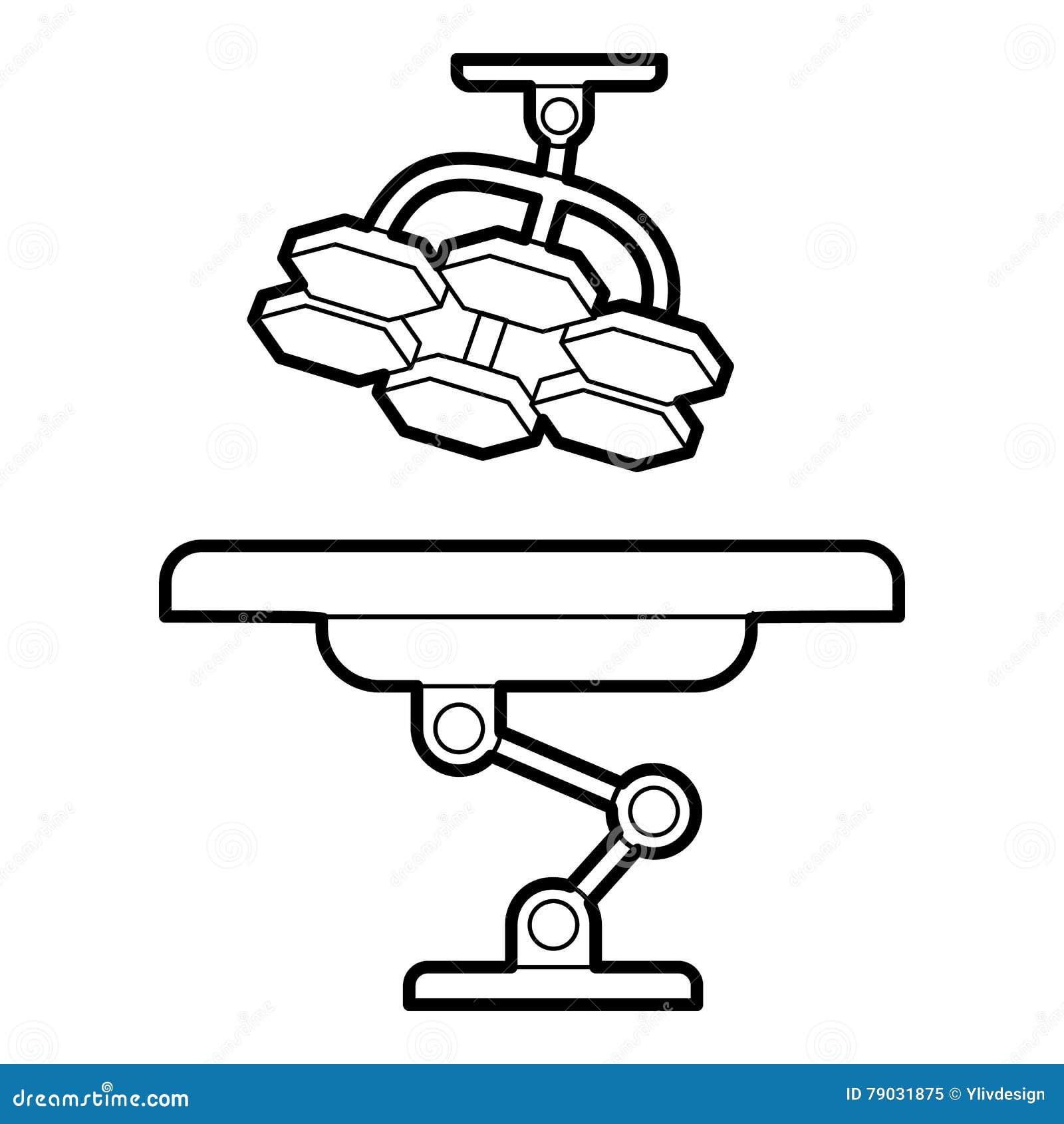 Operating Table and Lamp Icon, Outline Style Stock Vector ...