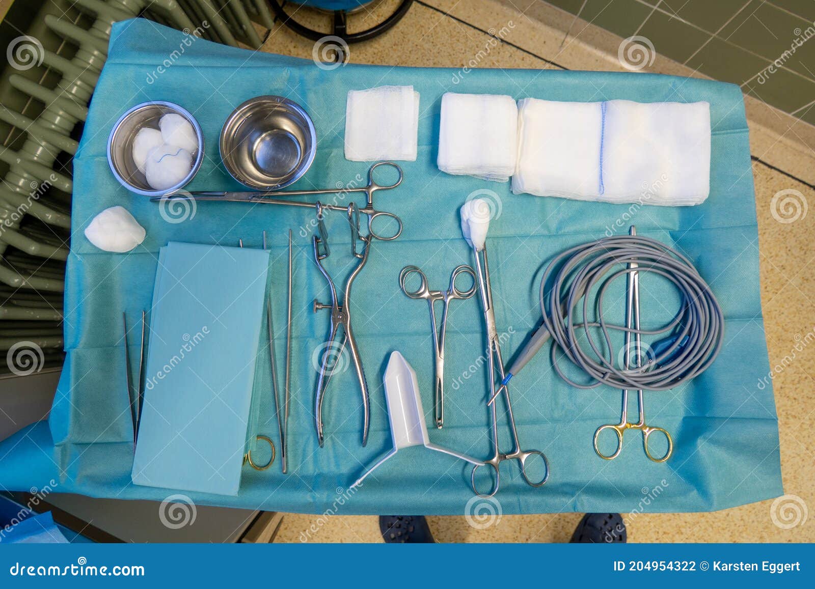 On Operating Table Lie the Instruments for a Proctoscopic Procedure ...