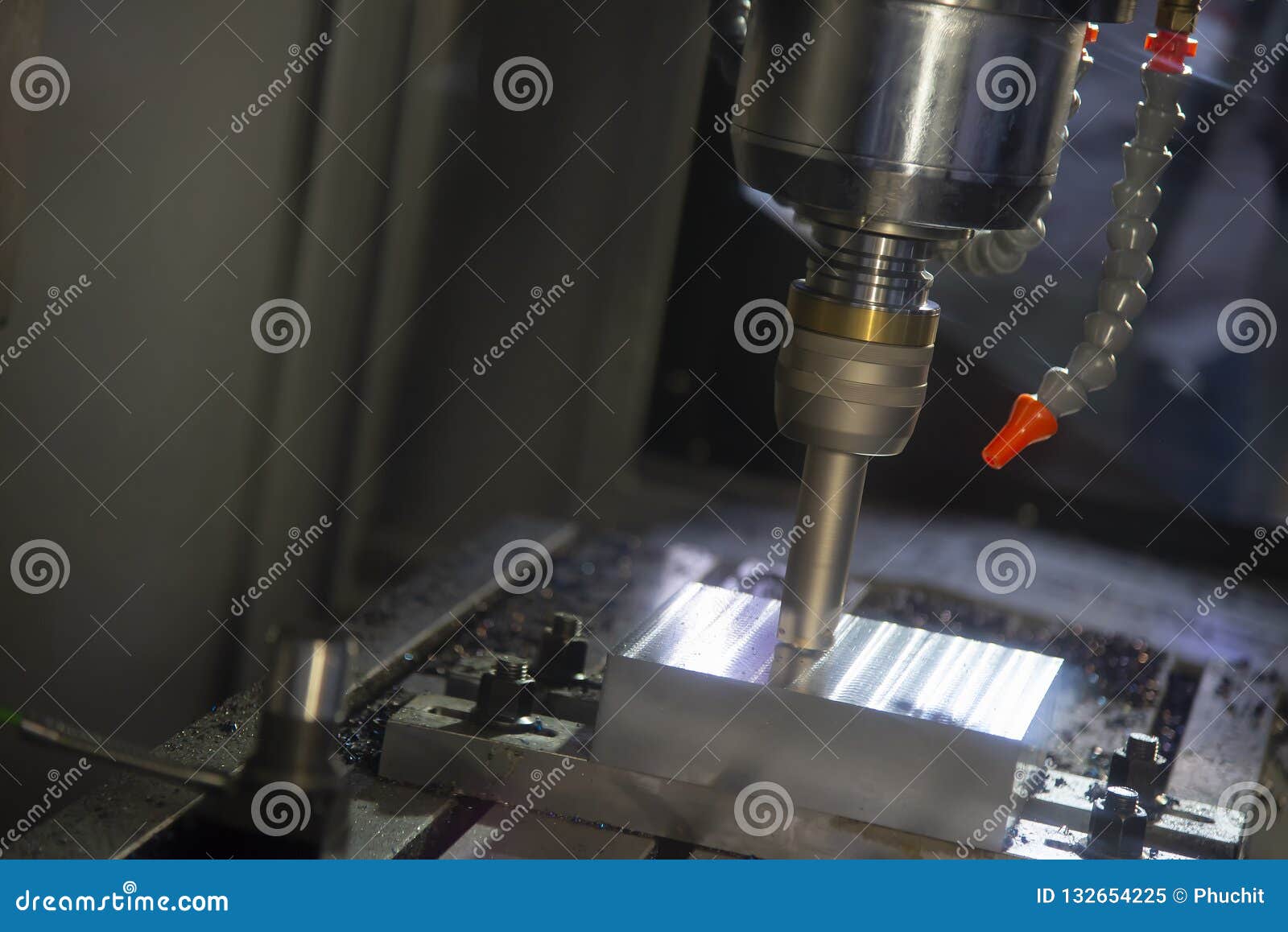 The Operation of CNC Milling Machine . Stock Image - Image of material ...