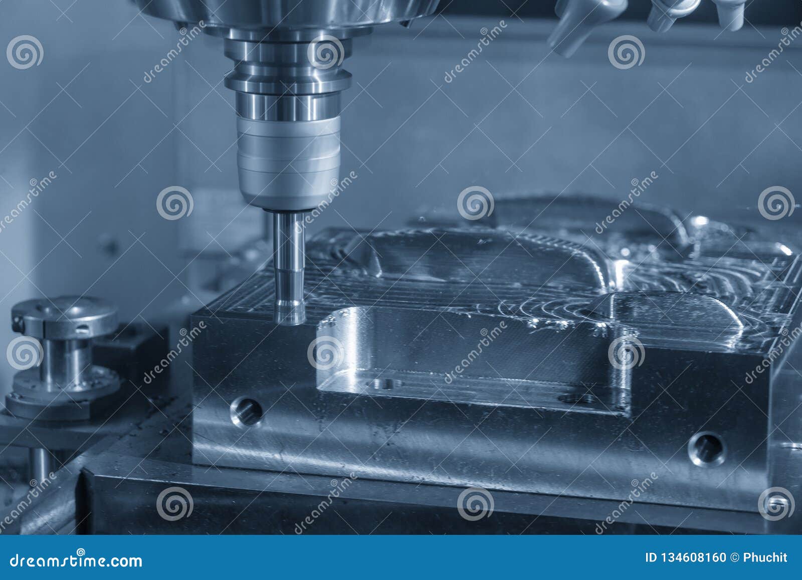 The Operation of CNC Milling Machine . Stock Photo - Image of iron ...