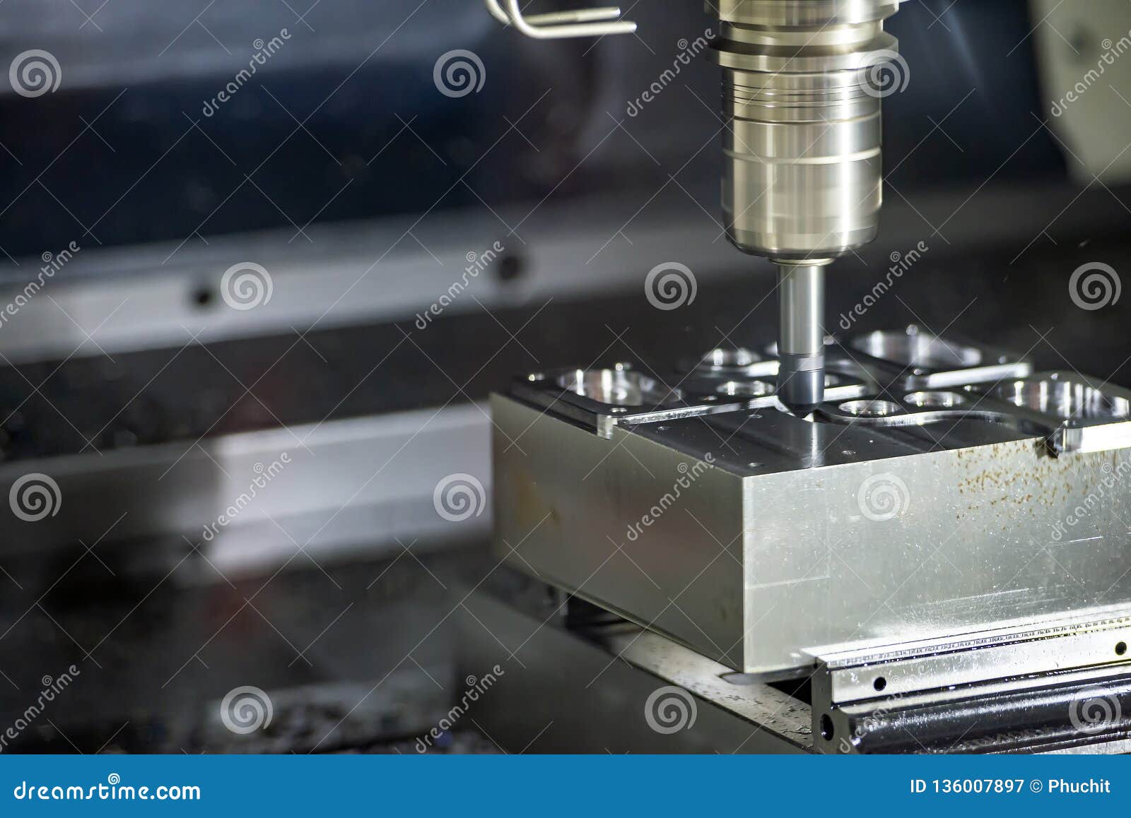 The Operation of CNC Milling Machine . Stock Image - Image of cutter ...
