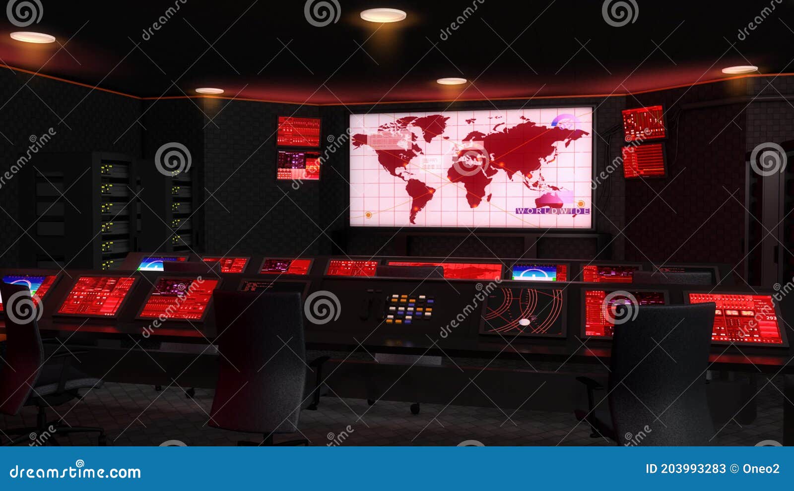 Operation Control Room, Command Center, Red Lights. Stock Video - Video ...