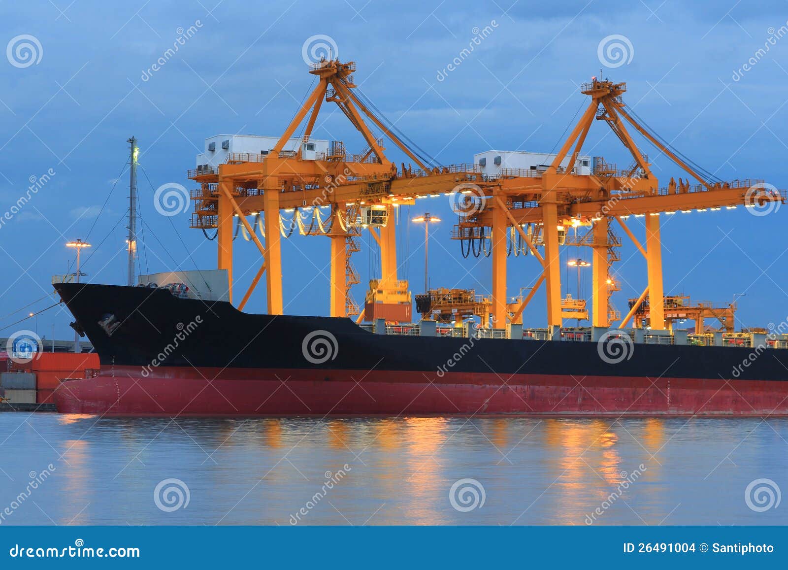 Operation of Crane and Cargo Ship Stock Photo - Image of dock, commerce ...