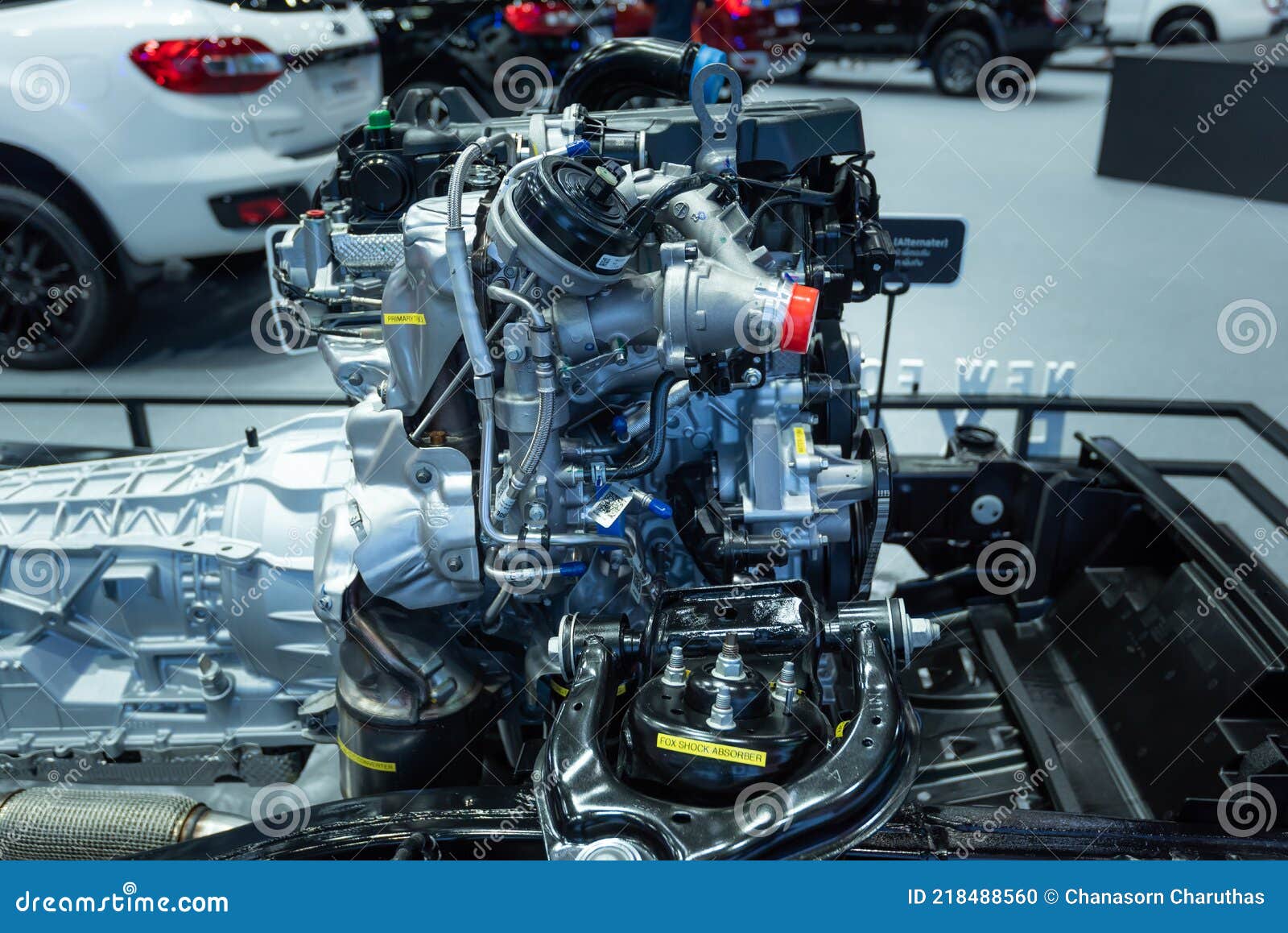 Operation of the Engine in the Engine Compartment of the Car Editorial ...