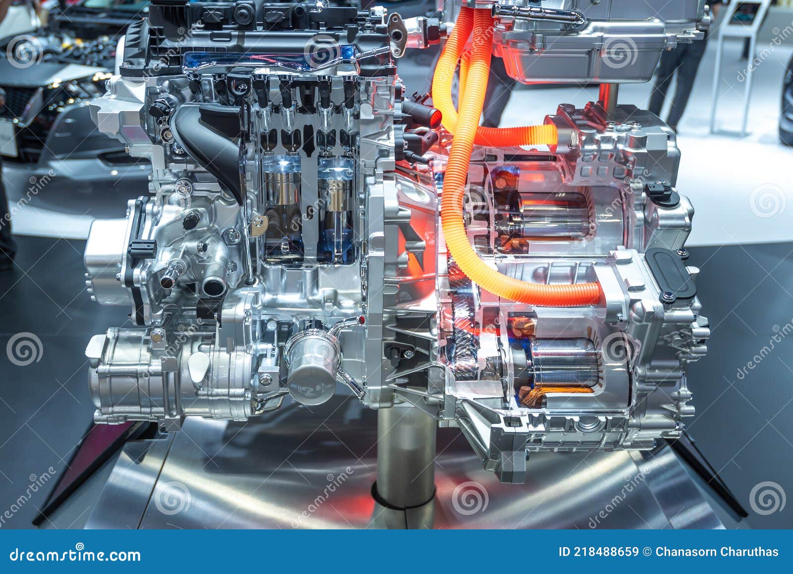 Operation of the Engine in the Engine Compartment of the Car Stock ...