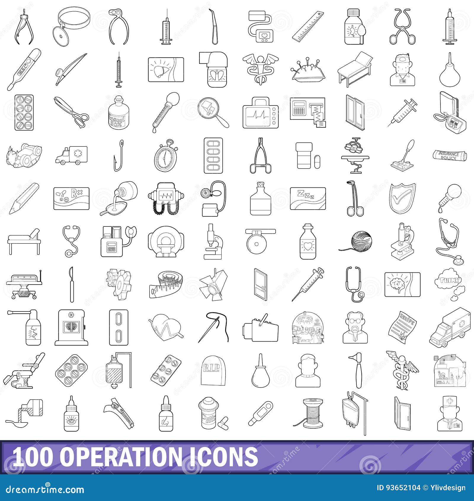 100 Operation Icons Set, Outline Style Stock Vector - Illustration of ...