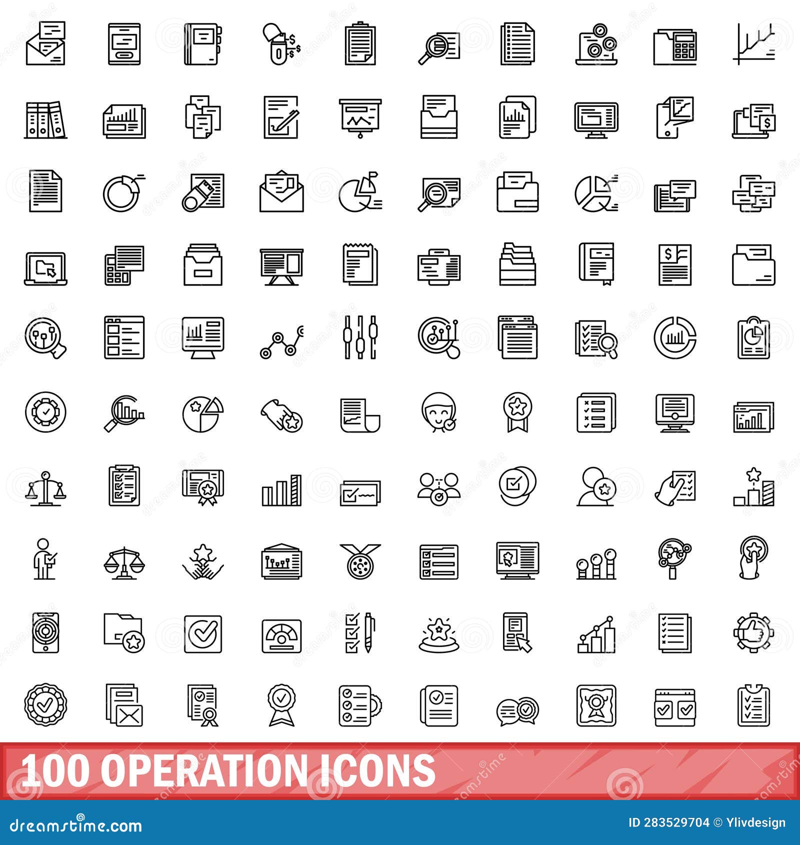 100 Operation Icons Set, Outline Style Stock Vector - Illustration of ...
