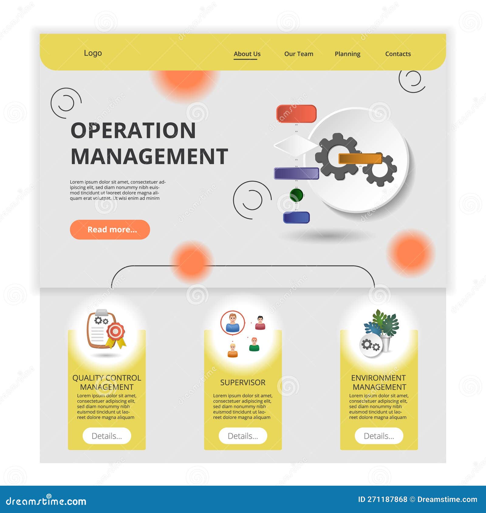 Operation Management Flat Landing Page Website Template. Quality ...