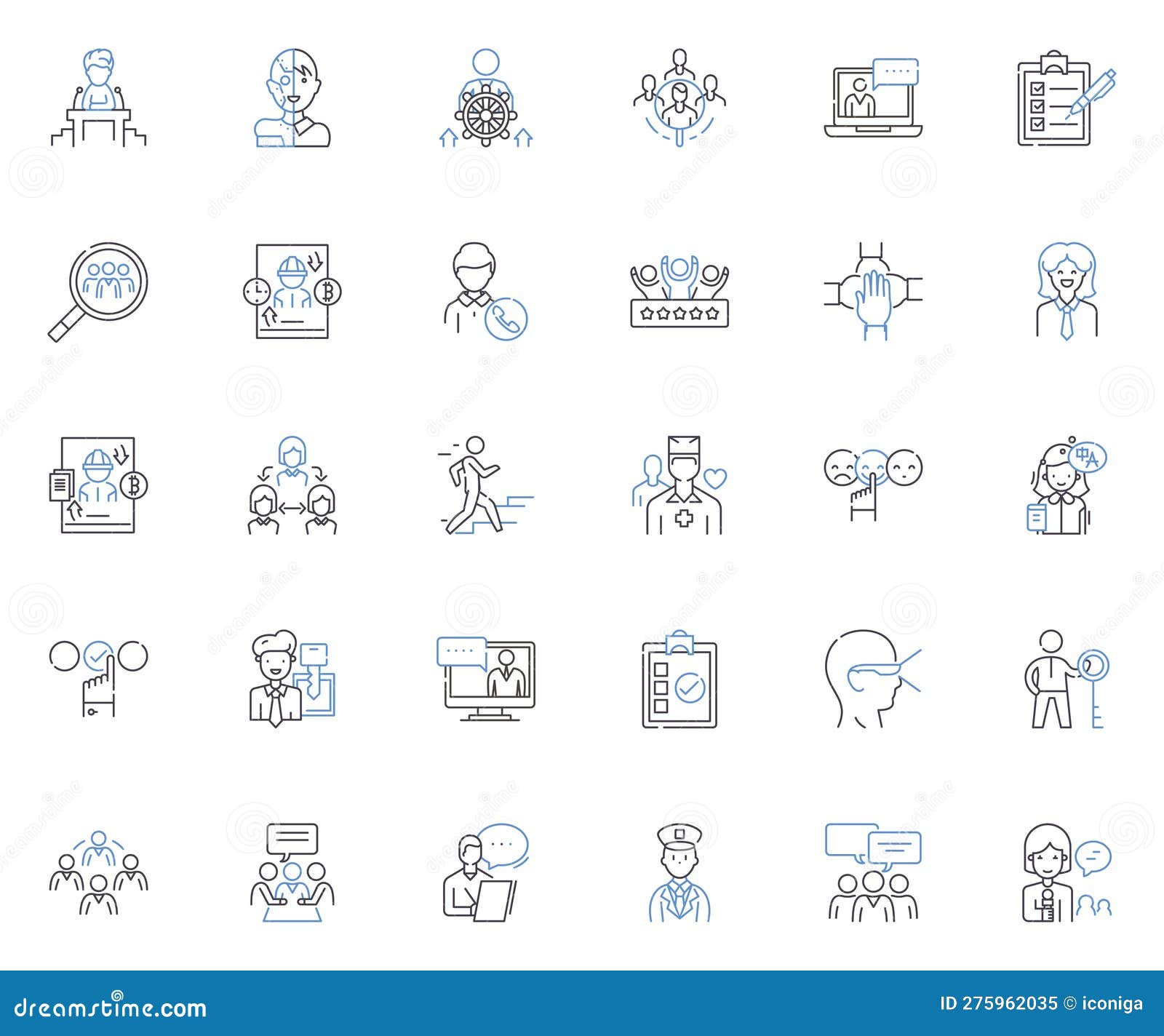 Operation Managers Line Icons Collection. Leadership, Planning ...