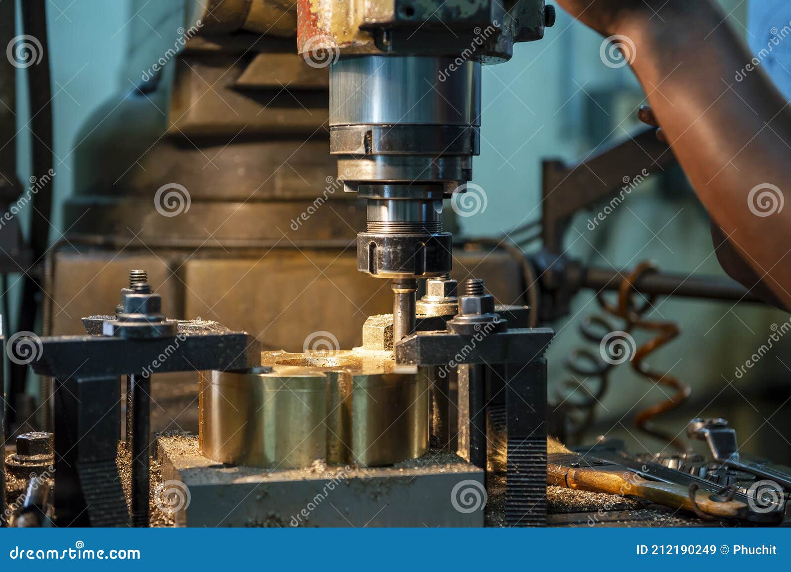 The Operation of NC Milling Machine by Technician Operator. Stock Image ...