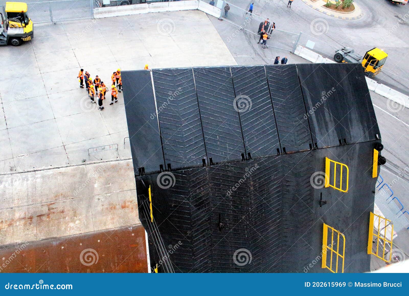 Operation of Opening the Cruise Ferry Mobile Bridge after Docking Stock ...