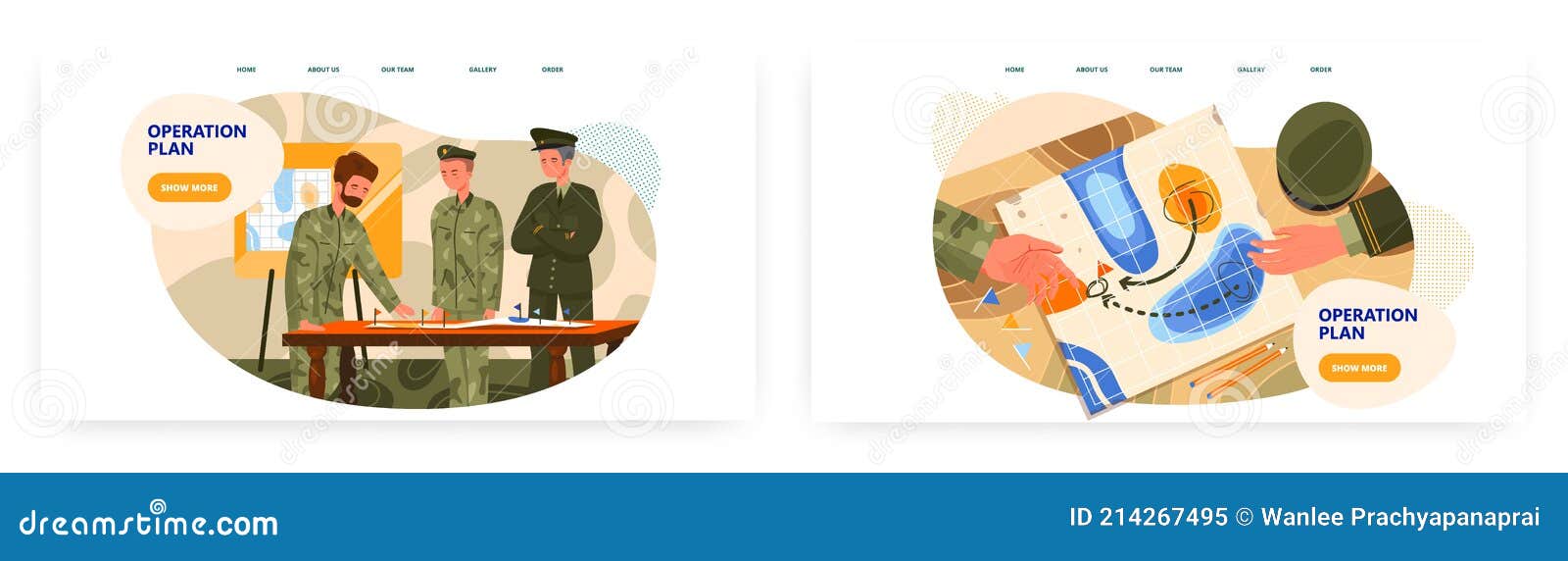 Operation Plan Landing Page Design, Website Banner Vector Template Set ...