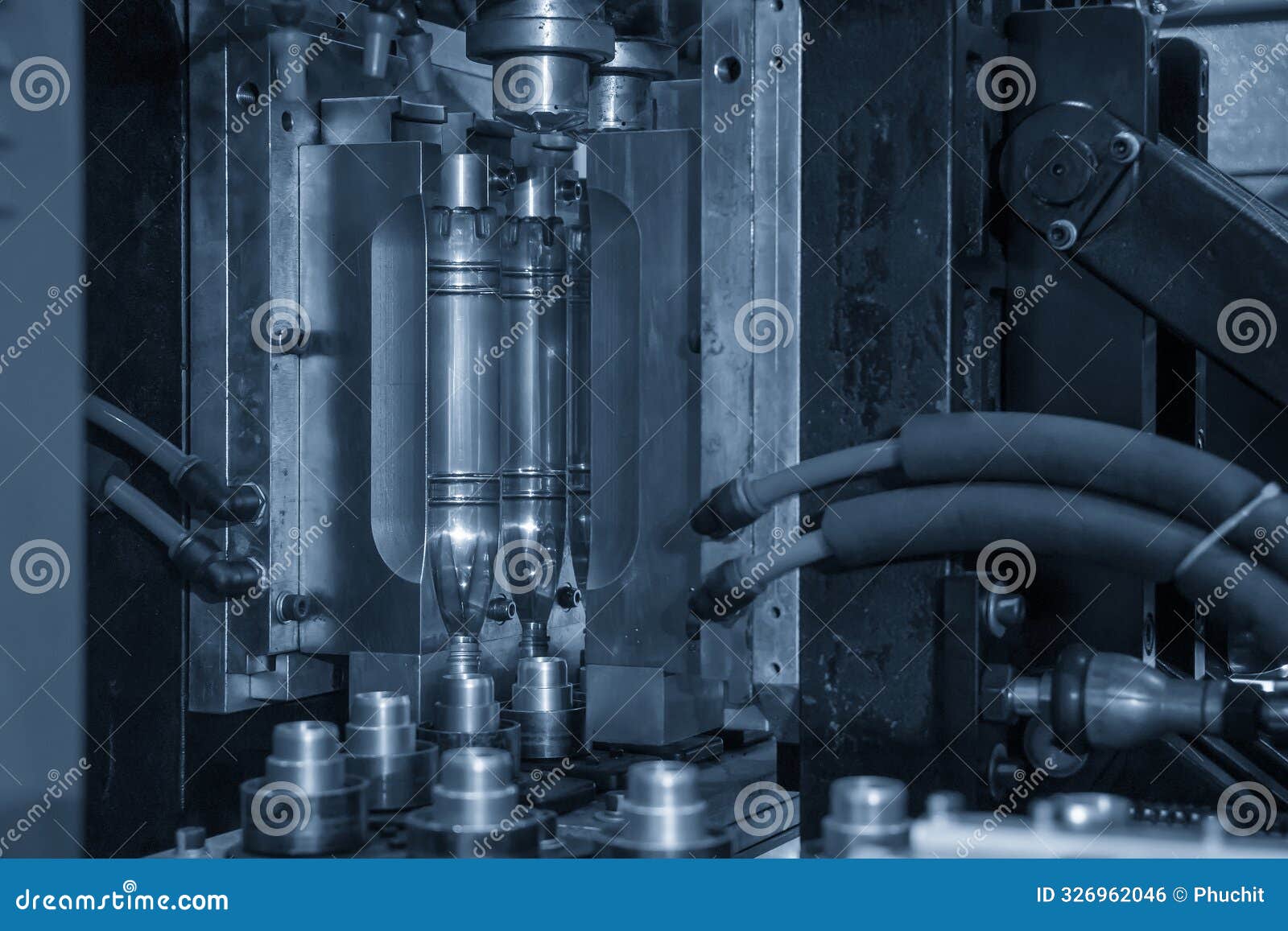 The Operation of Plastic Bottle Blowing Machine Stock Photo - Image of ...