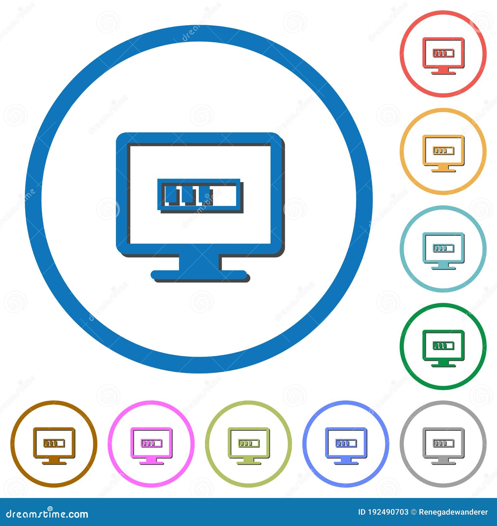 Operation in Progress Icons with Shadows and Outlines Stock Vector ...