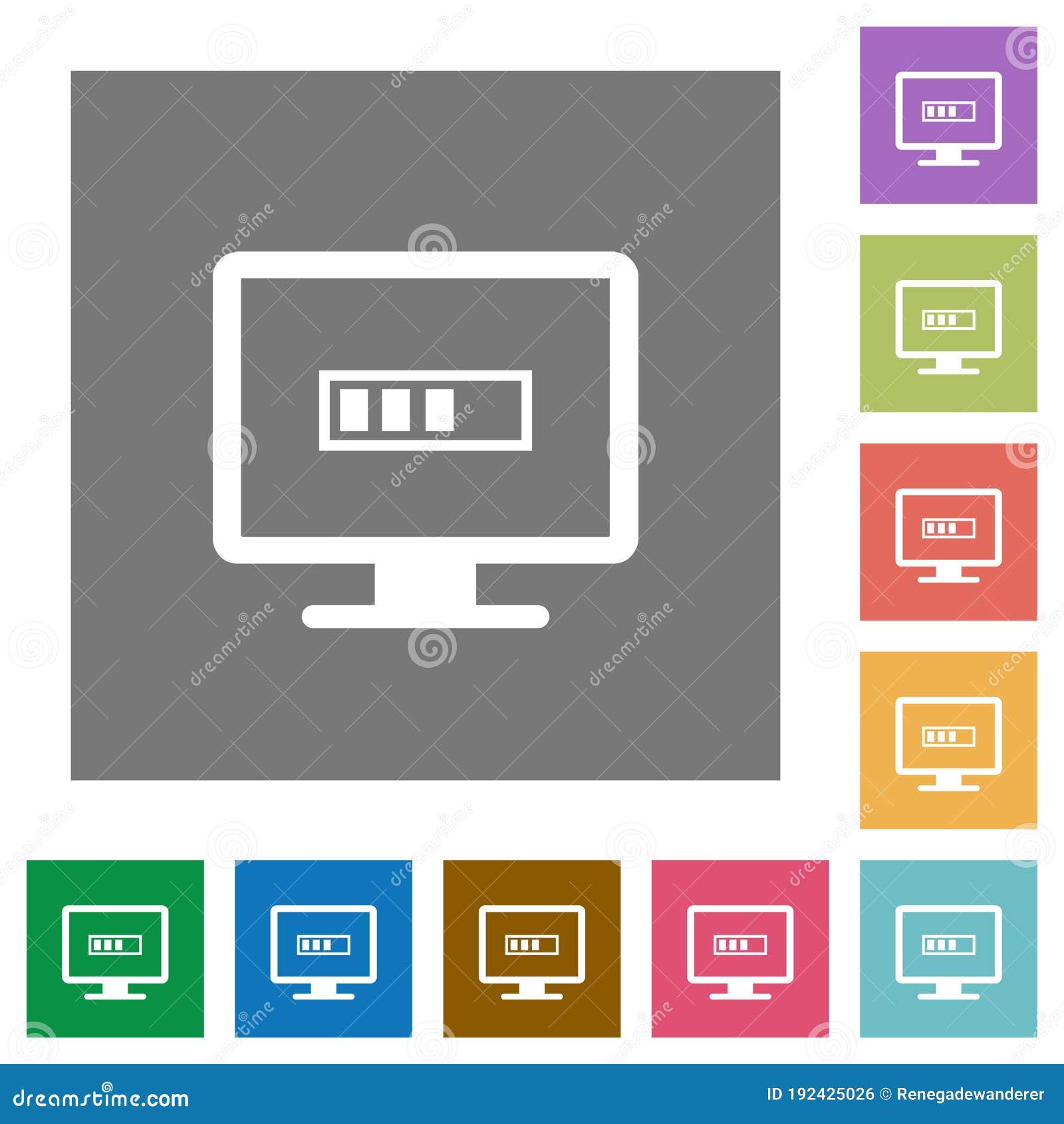 Operation in Progress Square Flat Icons Stock Vector - Illustration of ...