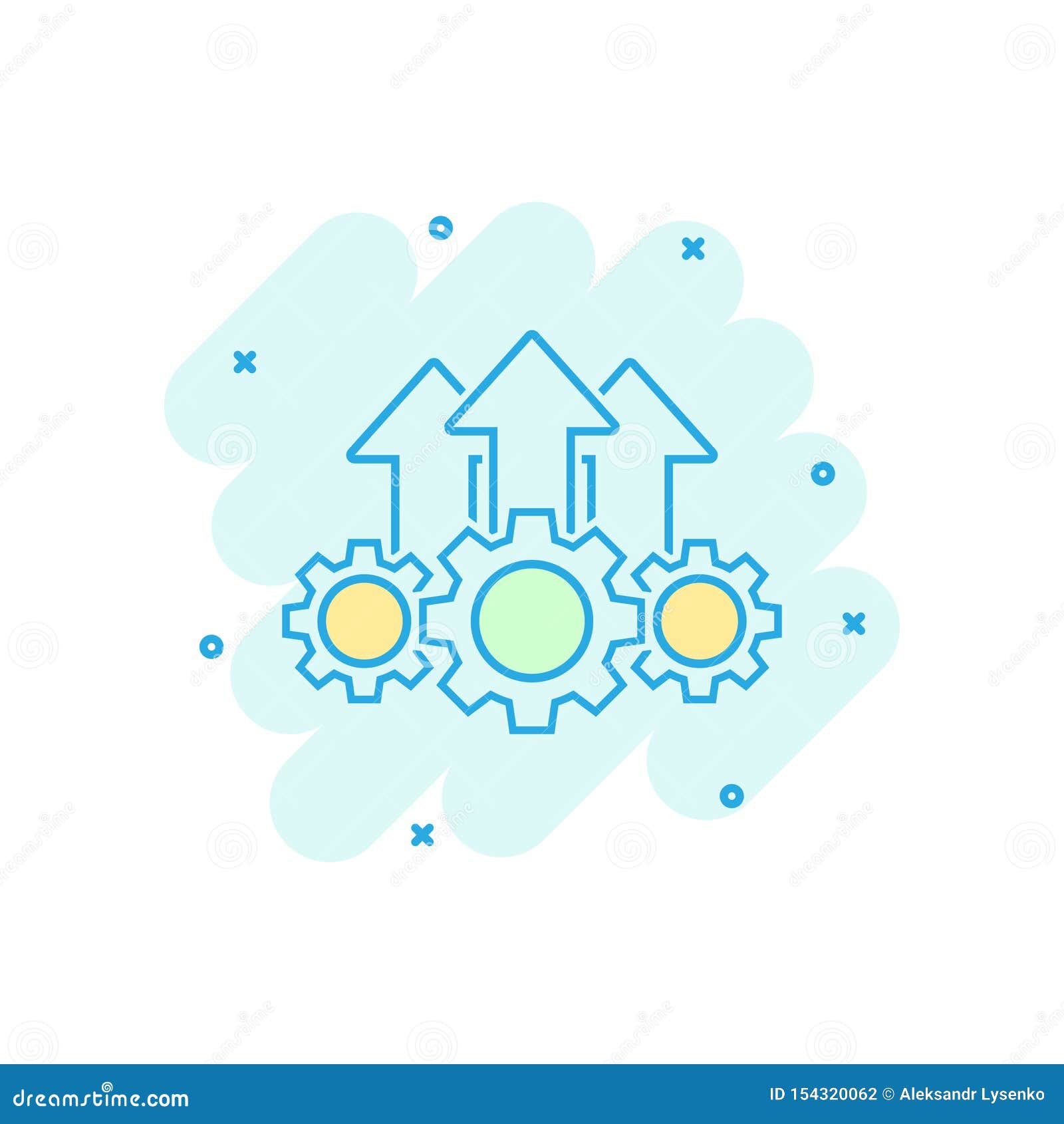 Operation Project Icon in Comic Style. Gear Process Vector Cartoon ...