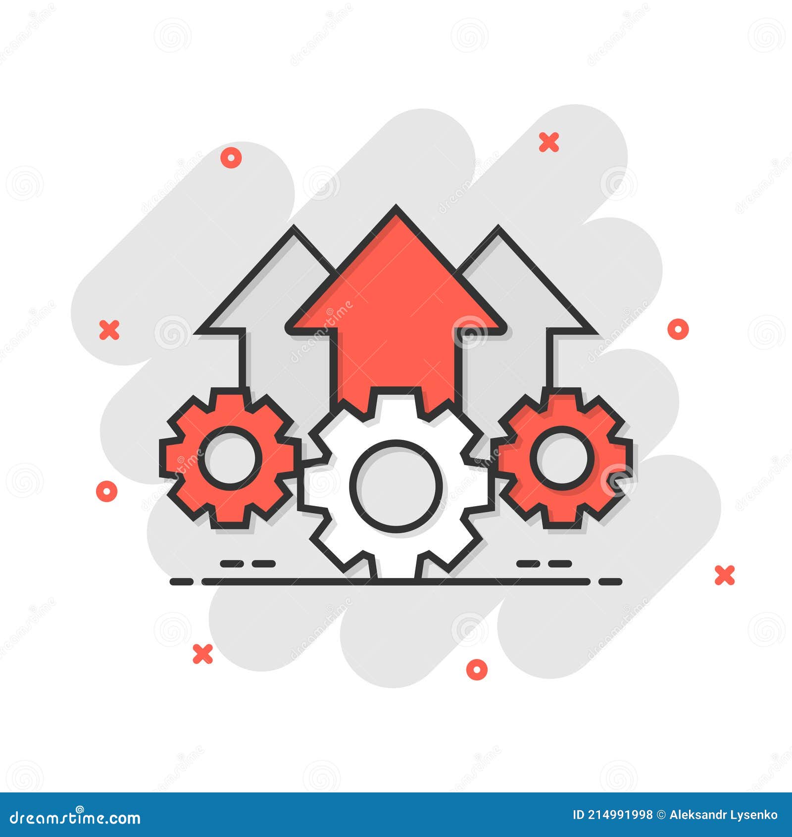 Operation Project Icon in Comic Style. Gear Process Vector Cartoon ...