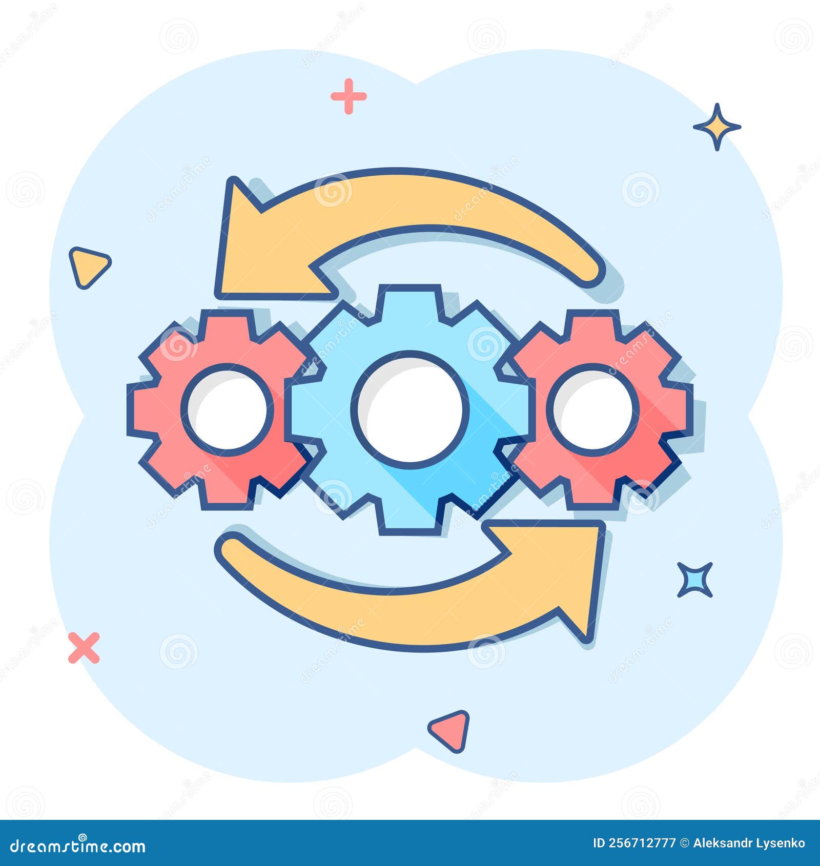 Operation Project Icon In Comic Style. Gear Process Vector Cartoon ...