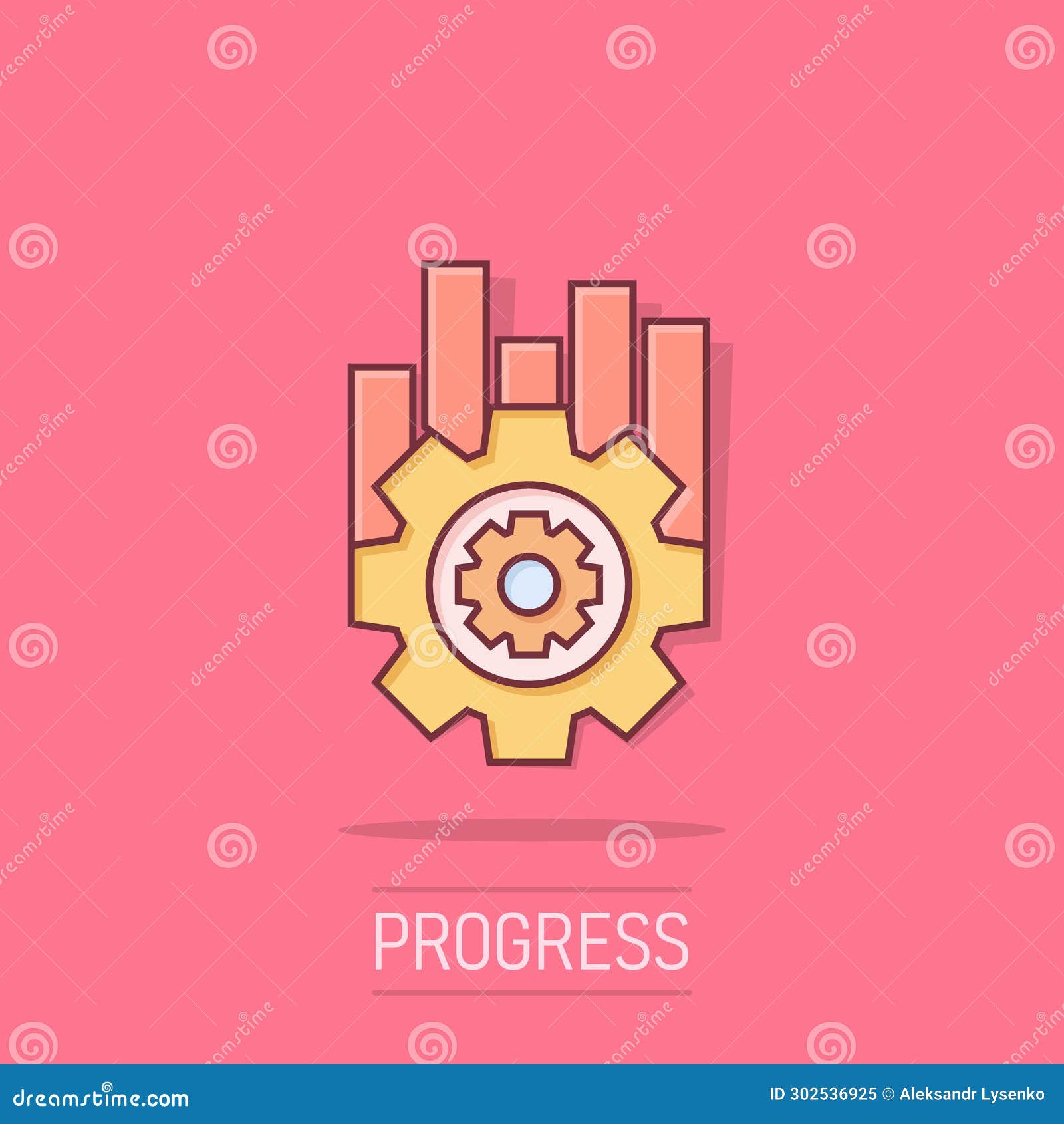 Operation Project Icon in Comic Style. Gear Process Vector Cartoon ...