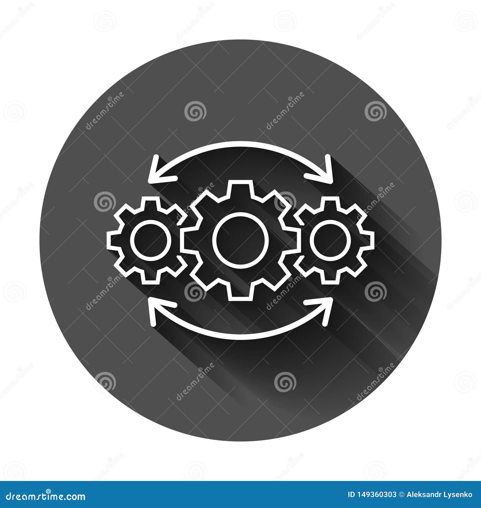 Operation Project Icon in Flat Style. Gear Process Vector Illustration ...
