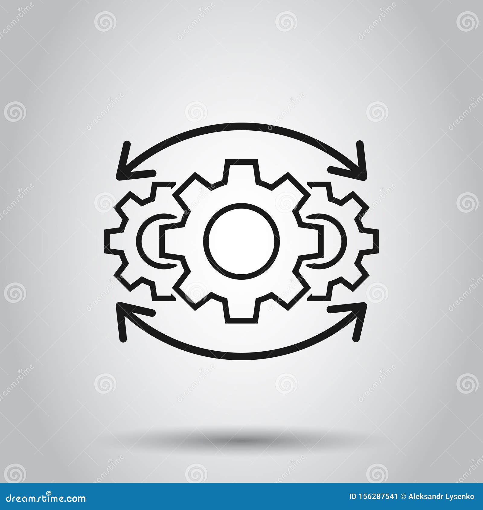 Operation Project Icon in Flat Style. Gear Process Vector Illustration ...