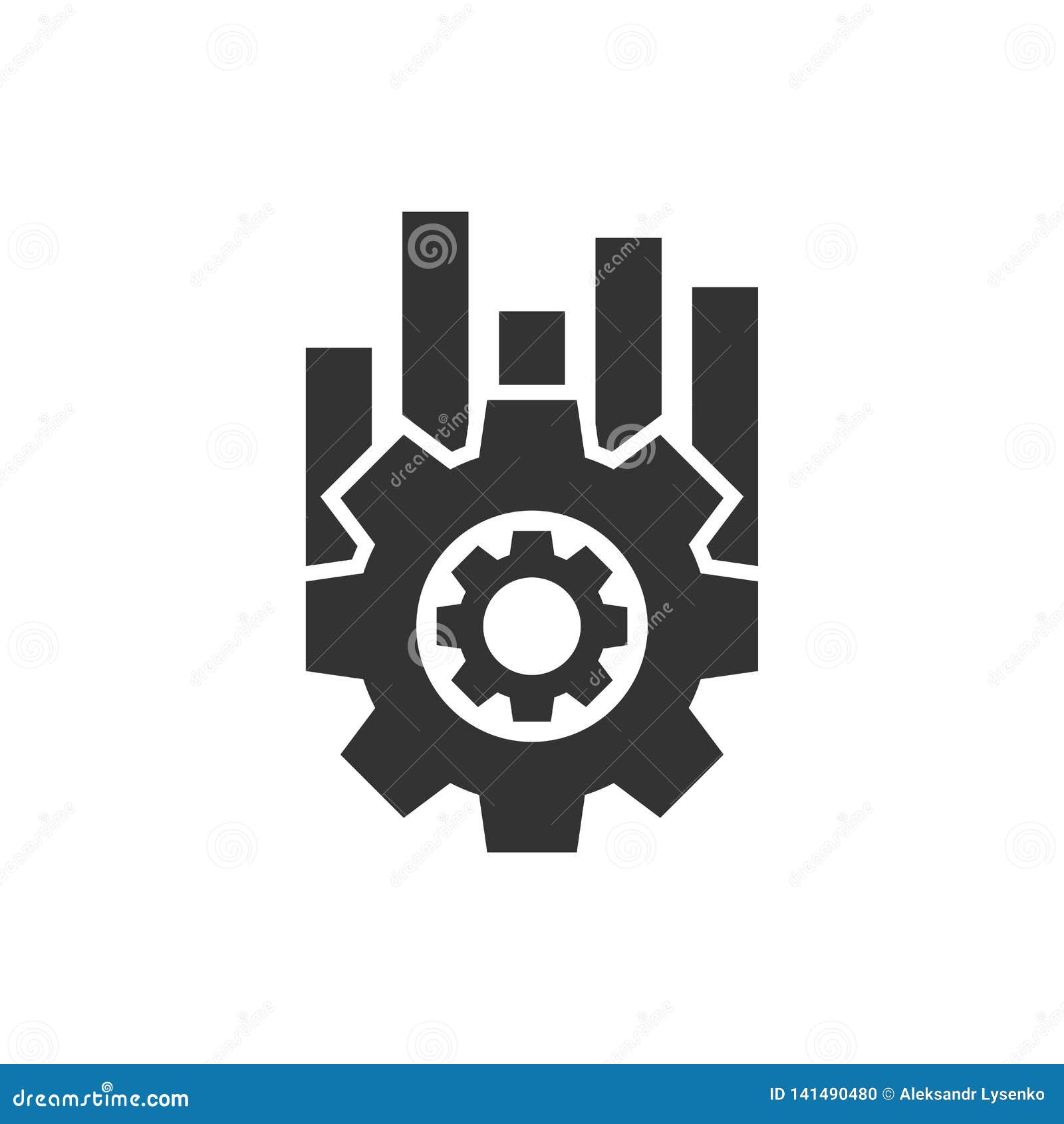 Operation Project Icon in Flat Style. Gear Process Vector Illustration ...