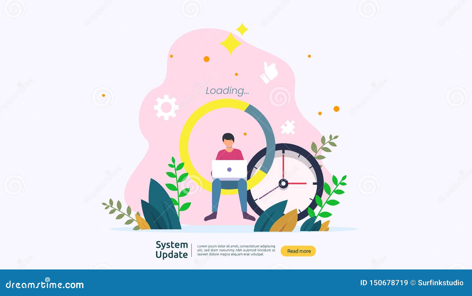 Operation System Update Progress Concept Data Synchronize Process And Installation Program