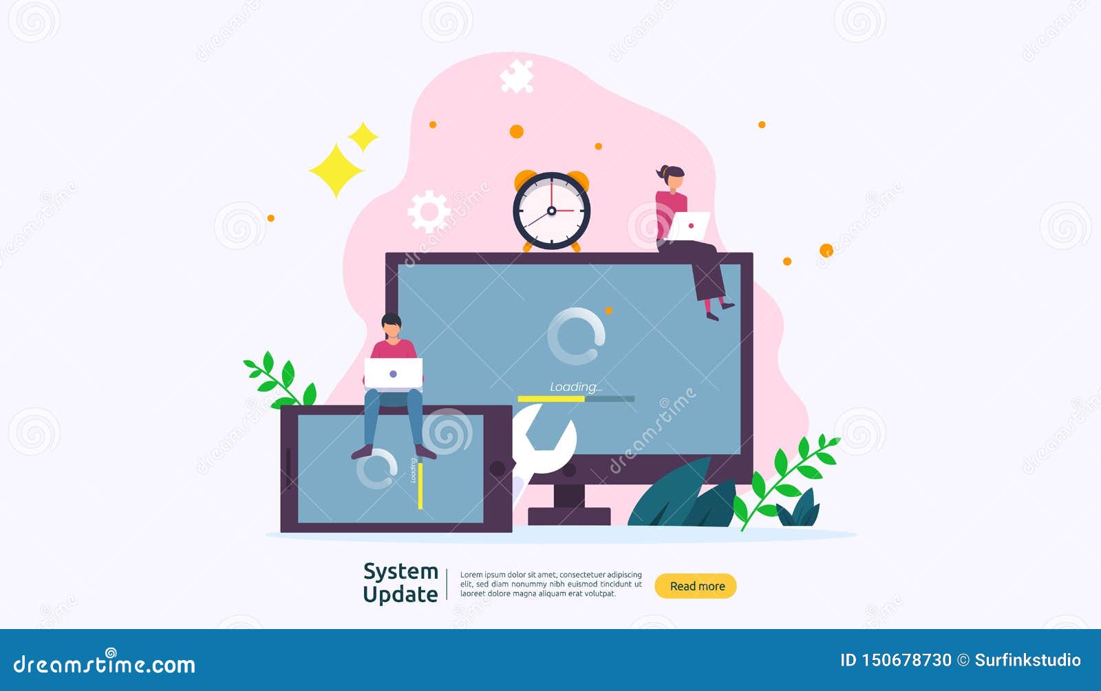 Operation System Update Progress Concept Data Synchronize Process And Installation Program