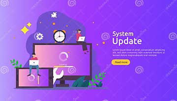 Operation System Update Progress Concept. Data Synchronize Process and Installation Program ...